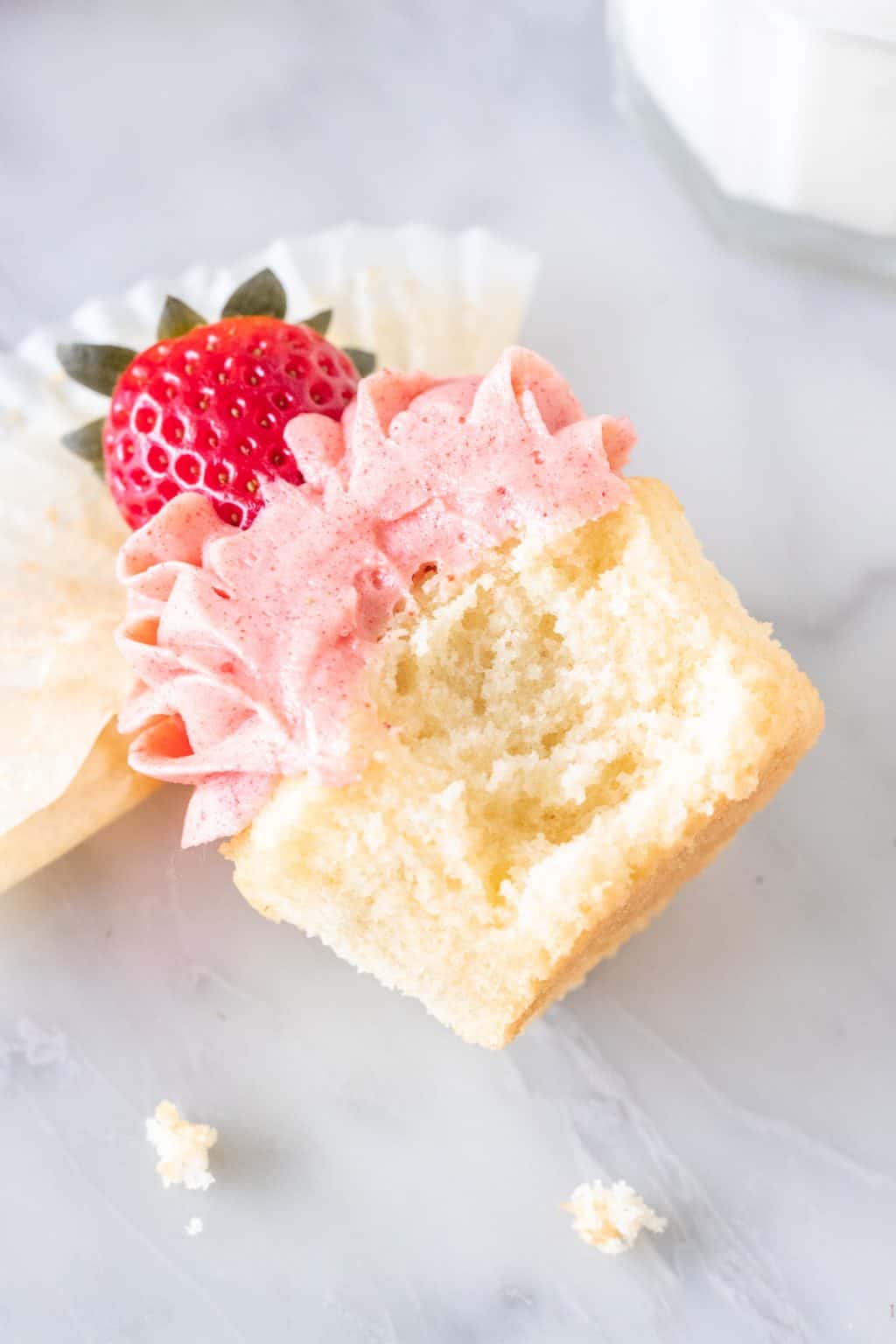 Vanilla Cupcakes with Fresh Strawberry Buttercream - Just so Tasty
