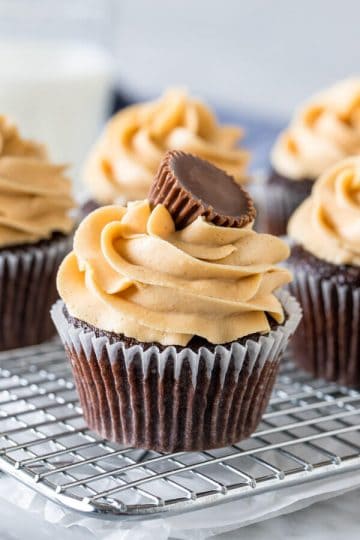 Chocolate Cupcakes with Peanut Butter Frosting - Just so Tasty