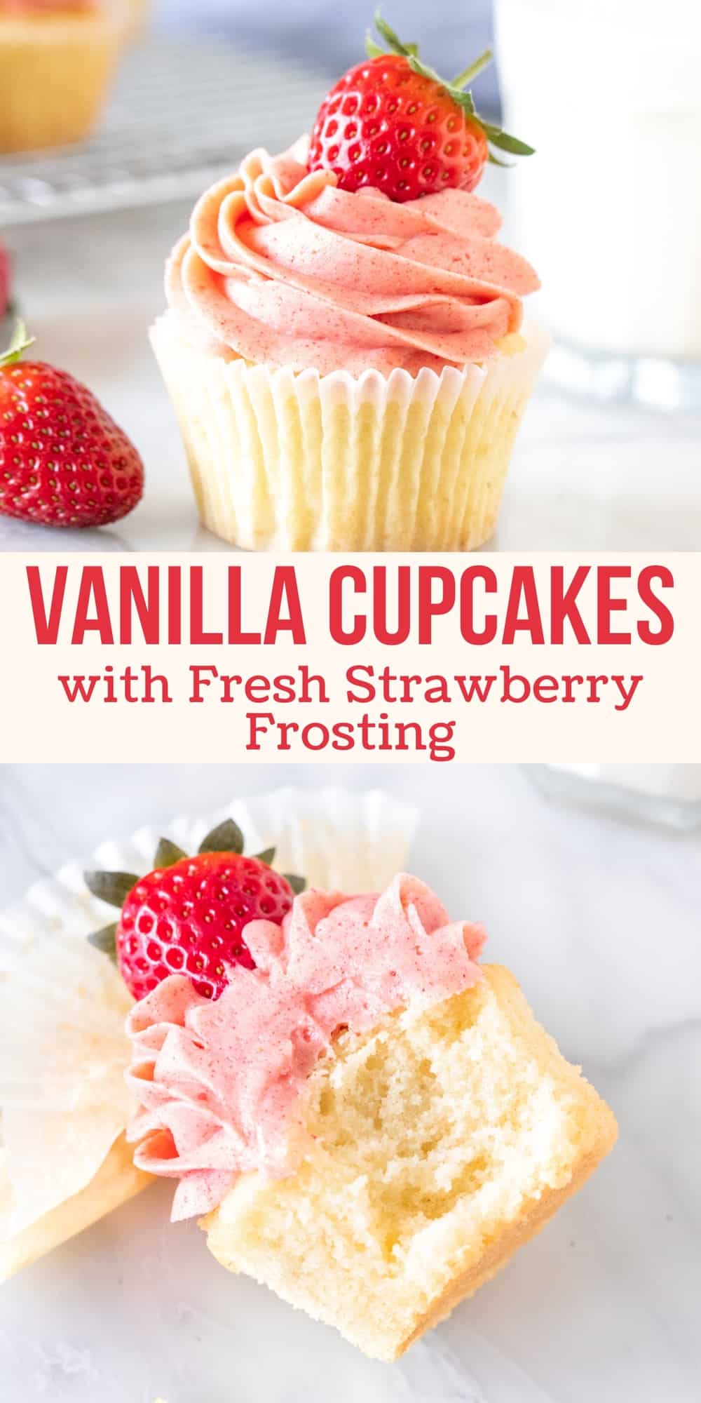 Vanilla Cupcakes with Fresh Strawberry Buttercream - Just so Tasty