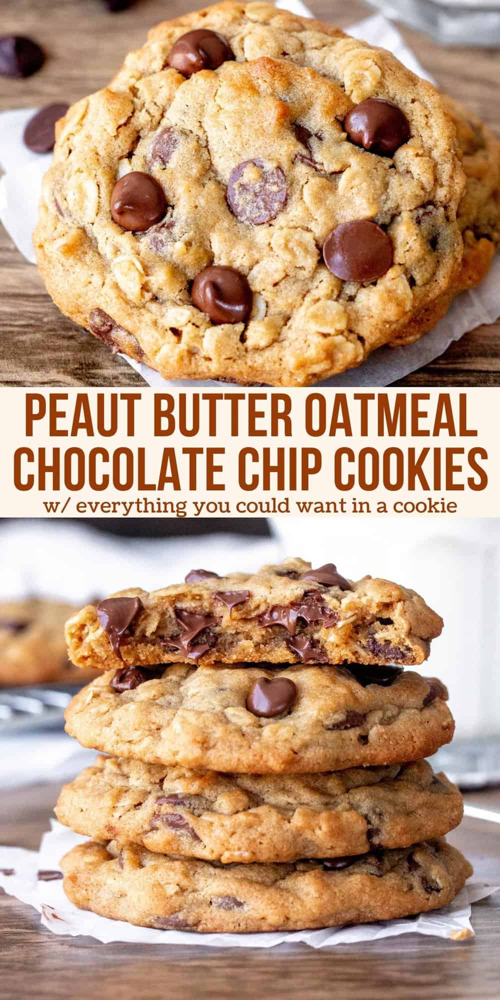 Peanut Butter Oatmeal Chocolate Chip Cookies - Just so Tasty