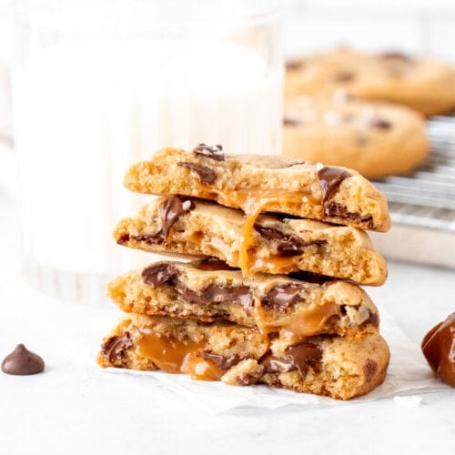 Caramel Chocolate Chip Cookies - Just so Tasty
