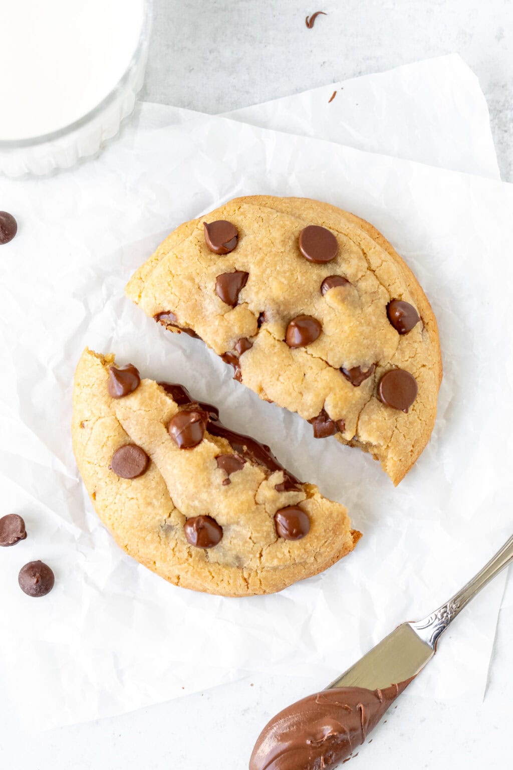 Nutella Stuffed Single Serving Chocolate Chip Cookie - Just so Tasty