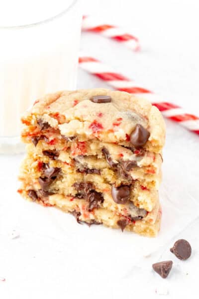 Candy Cane Chocolate Chip Cookies - Just so Tasty